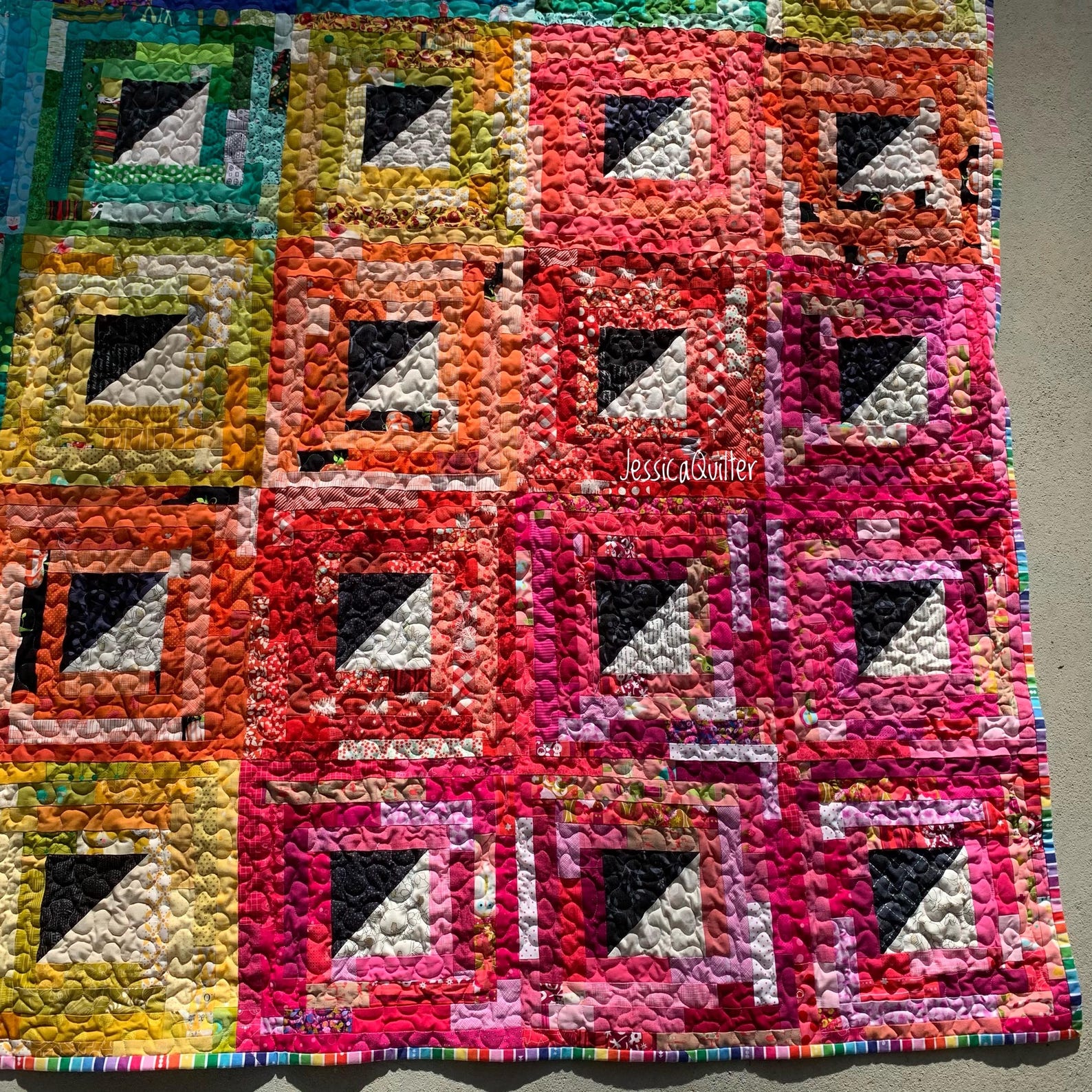 String Log Cabin Quilt Quick Tutorial - PDF - Etsy