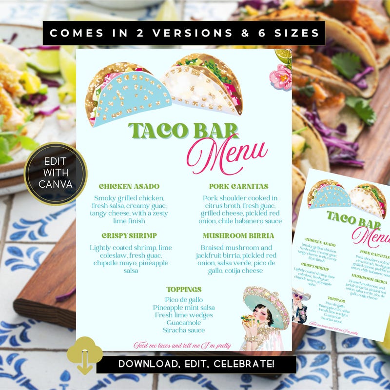 Taco Bar Menu - Etsy