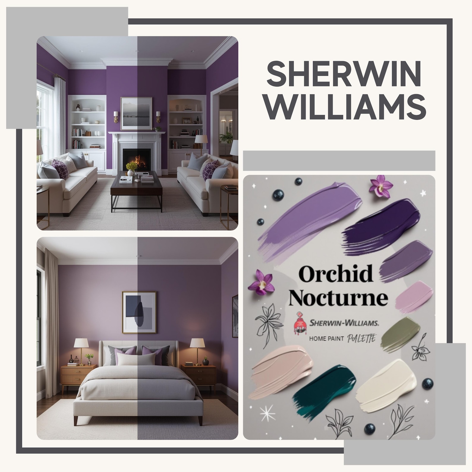 Orchid Nocturne Sherwin-williams Color Palette: Boho Interior (digital ...