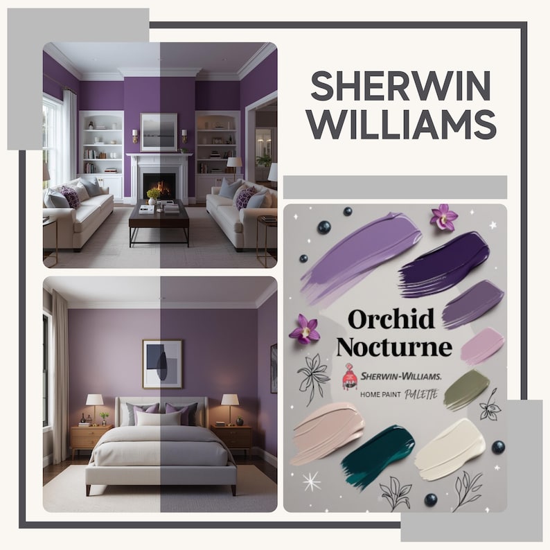Orchid Nocturne Sherwin-williams Color Palette: Boho Interior (digital ...