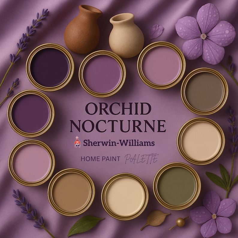 Orchid Nocturne Sherwin-williams Color Palette: Boho Interior (digital ...