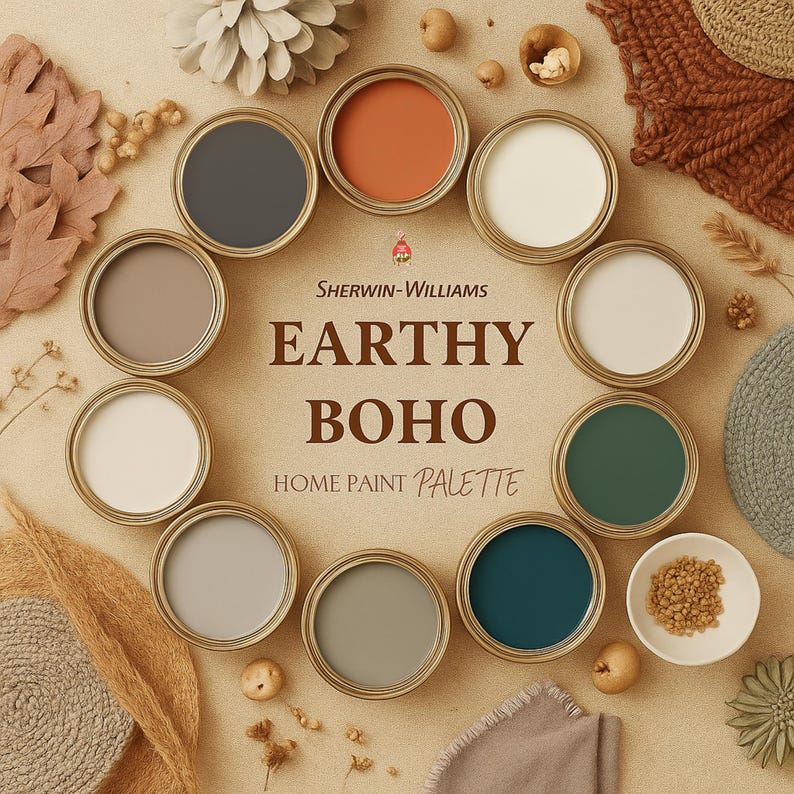 Earthy Boho Paint Palette Guide - Sherwin-williams Colors (digital ...