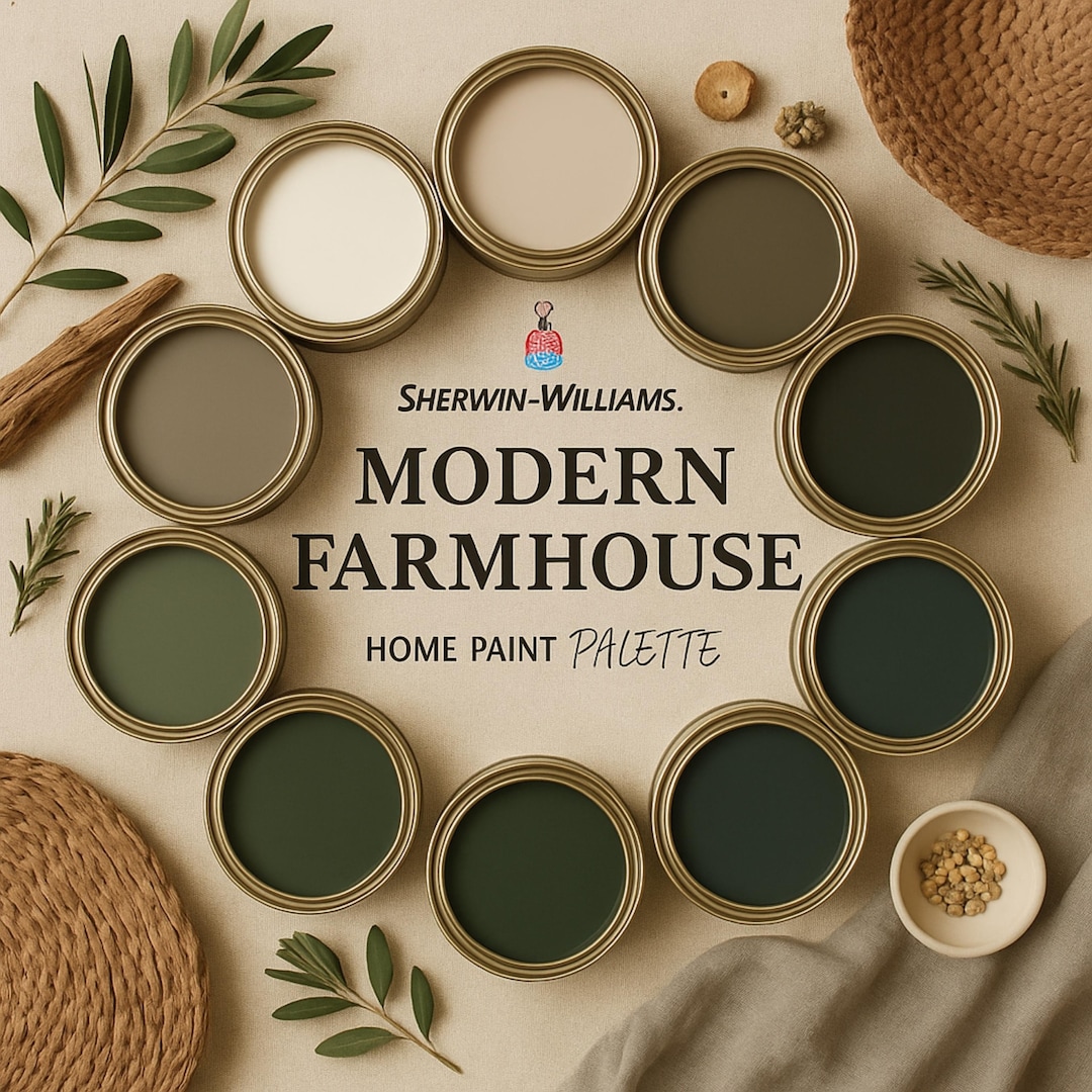 Modern Farmhouse Paint Palette | 12 Sherwin-williams Neutral & Green ...