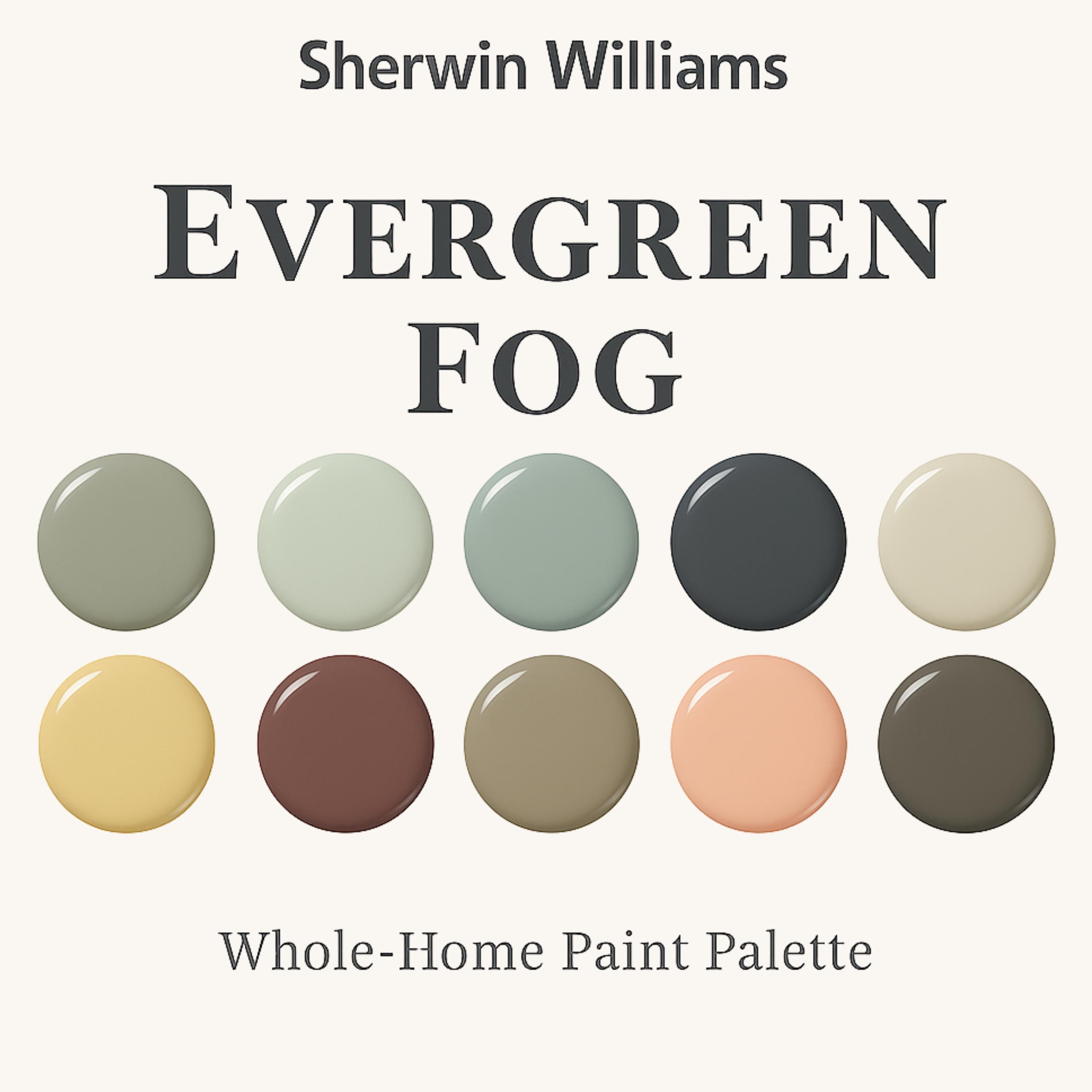 Evergreen Fog Color Palette Guide: Sherwin-williams Paint Combinations ...