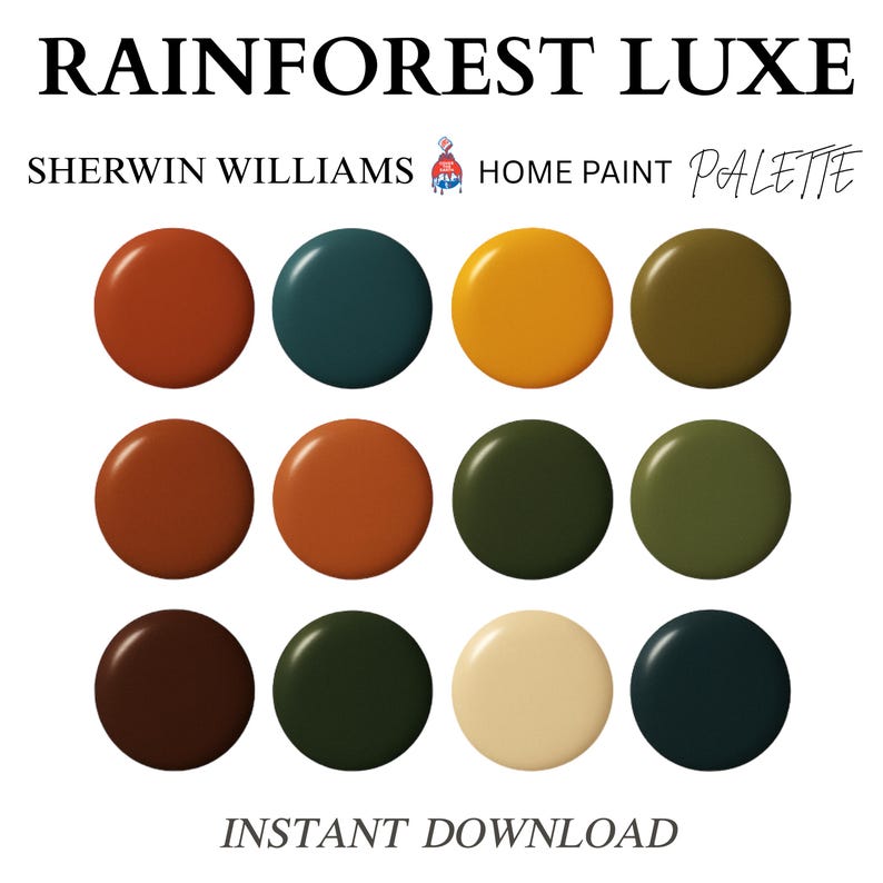 Rainforest Luxe Sherwin-williams Palette: Earthy Green Home Paint ...