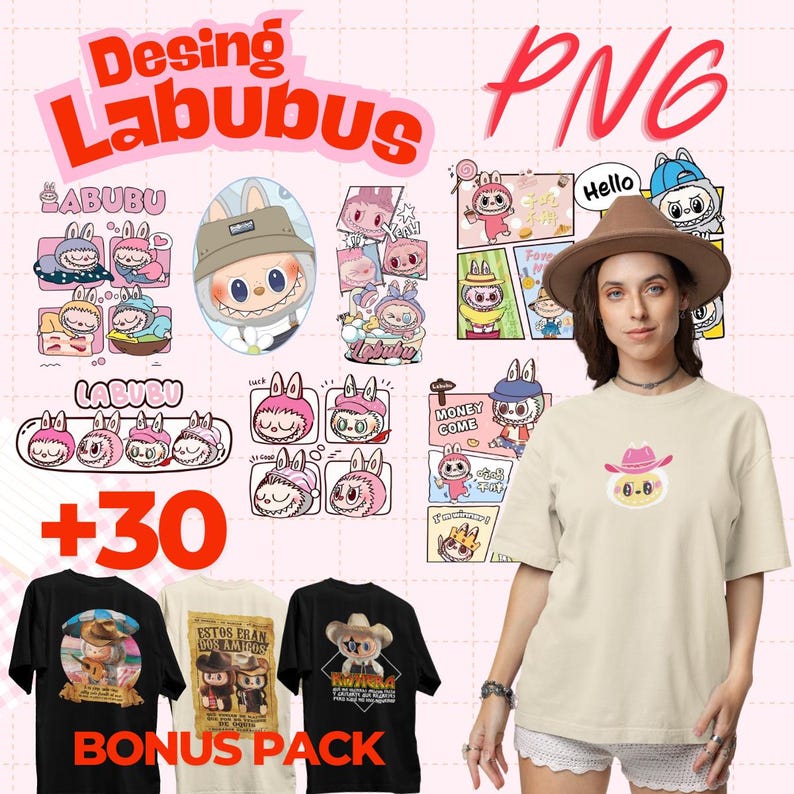 Labubus Kawaii PNG Templates - Cute and Customizable Designs for ...