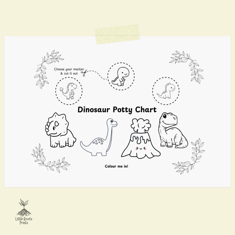 Dinosaur Potty Reward Chart - Black & White Colouring Version ...