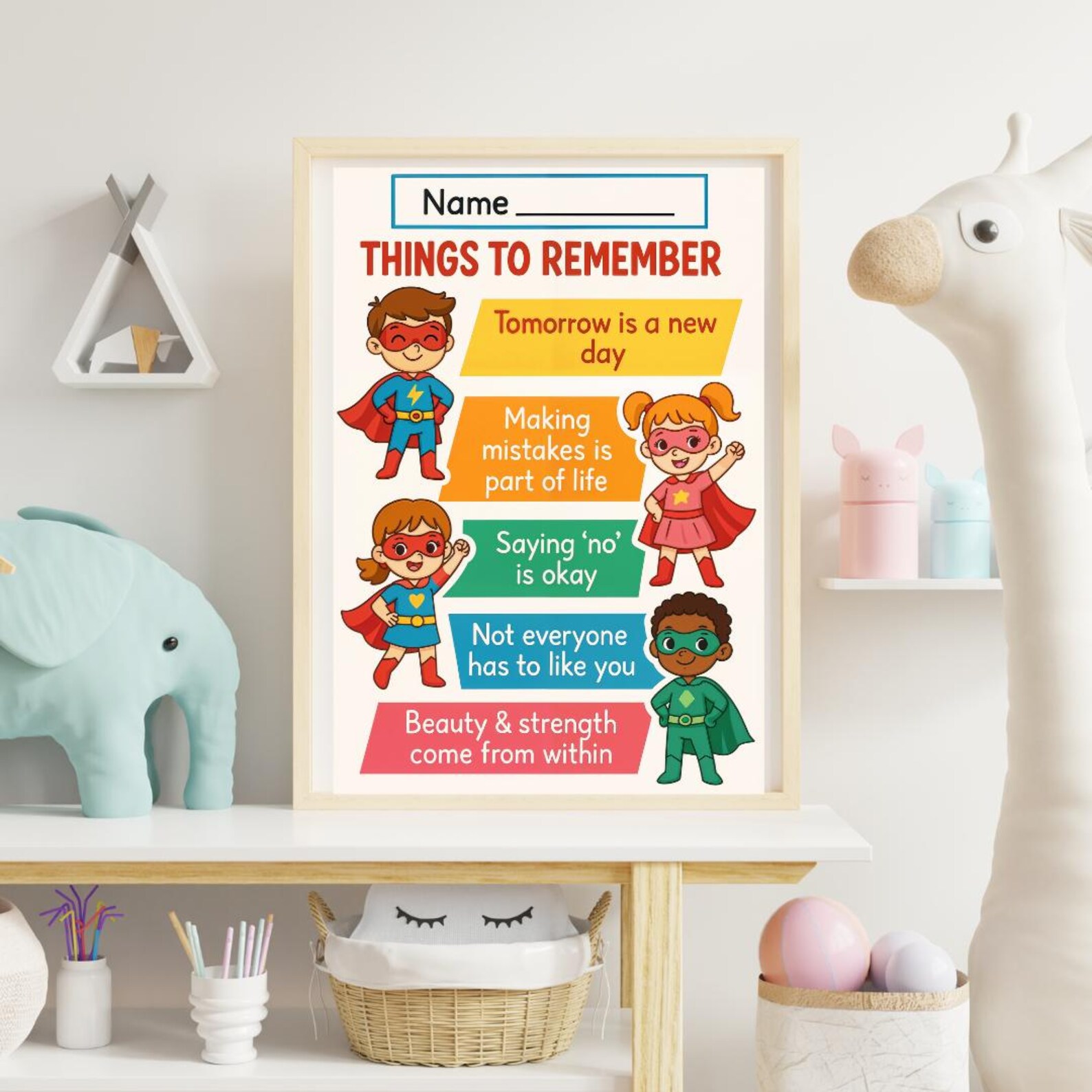 Superhero Social Emotional Learning Personalized Kids Poster| Emotion ...