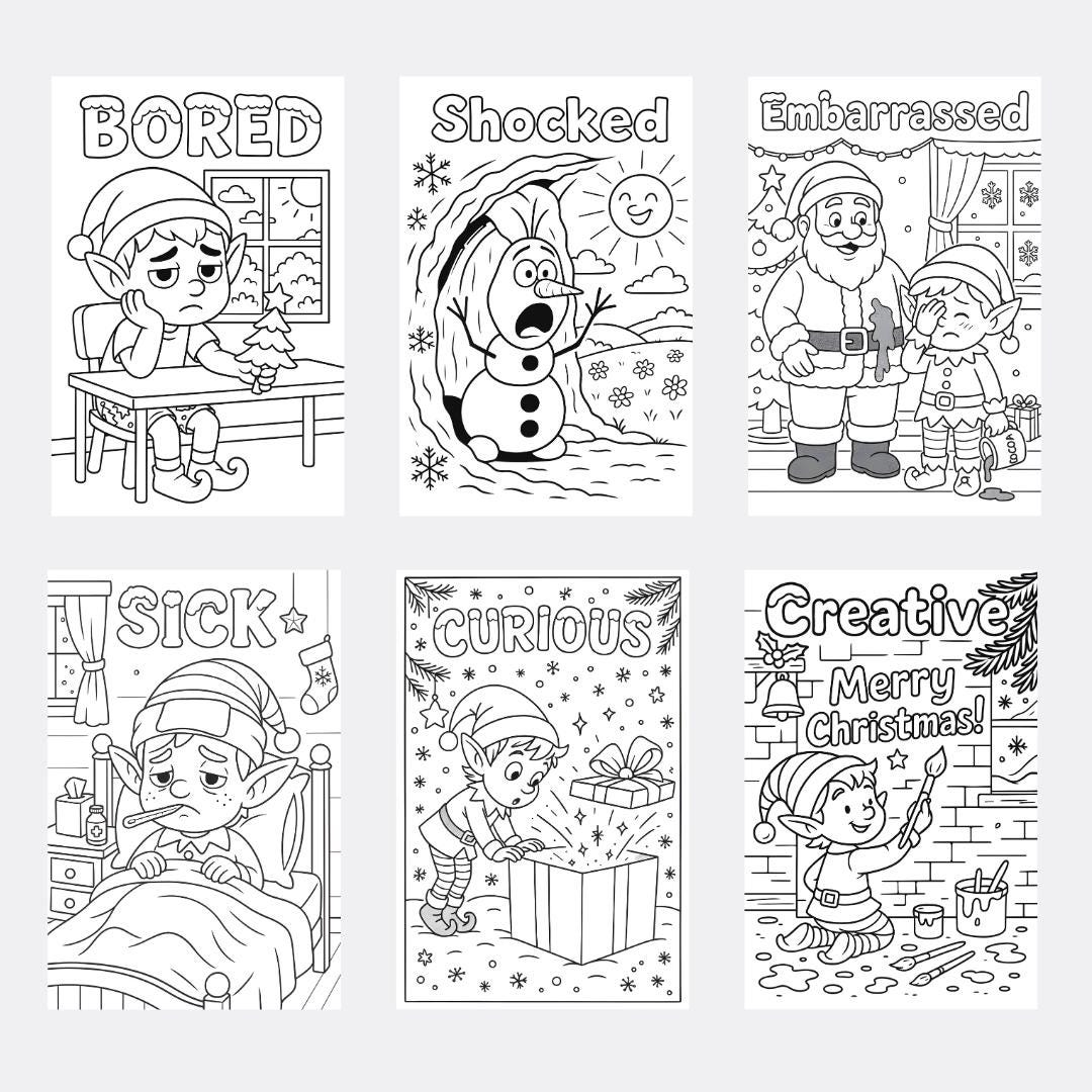 40 Christmas Feelings & Emotions Kids Coloring Pages| SEL| Holiday Elf ...