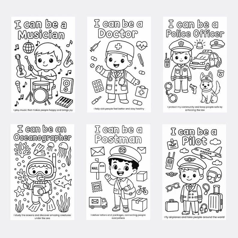 40 Jobs & Career Professions Kids Coloring Pages| Community Helpers ...