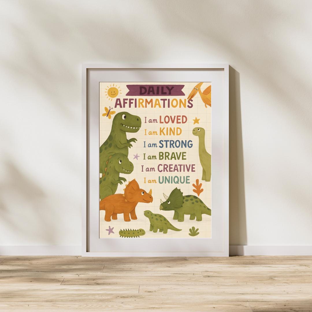 Dinosaur Kids Affirmation Poster |positive Wall Art for Boys Room |dino ...