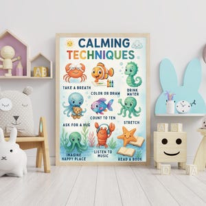 Calming Techniques Printable Sea Ocean Theme Poster| Classroom Self ...