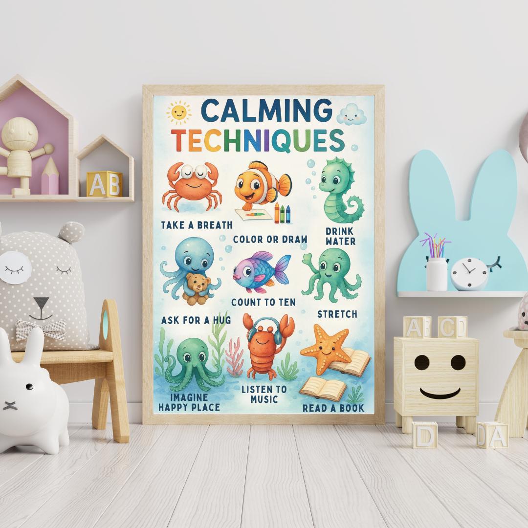 Calming Techniques Printable Sea Ocean Theme Poster| Classroom Self ...