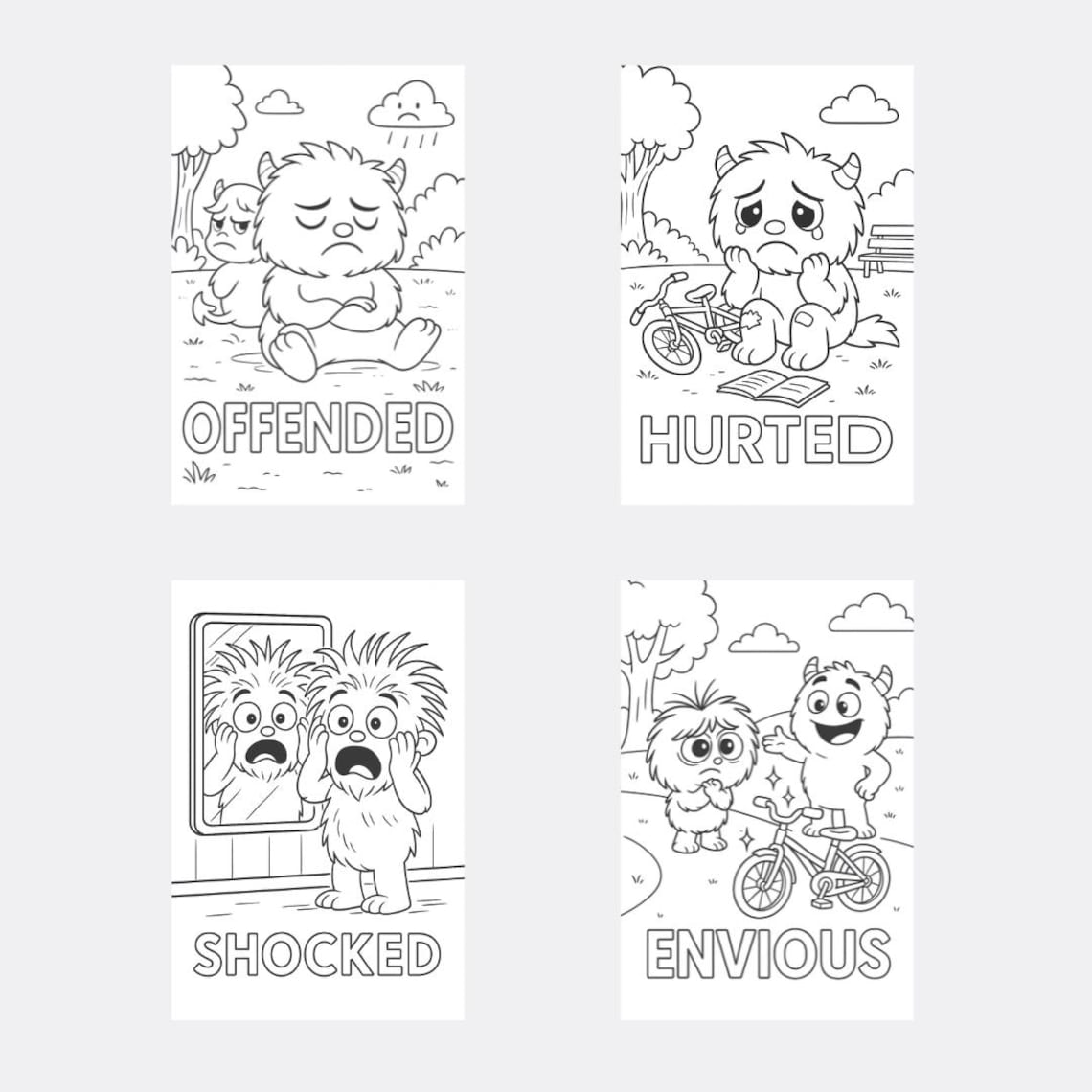 40 Emotions Cute Monsters Coloring Pages |mental Health| Mindful ...