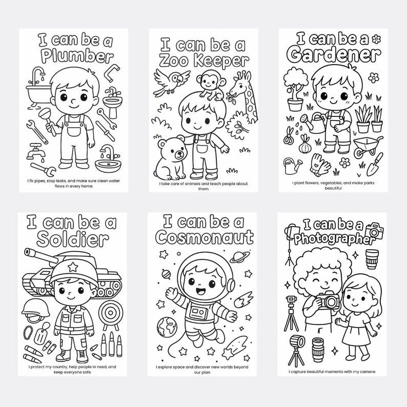 40 Jobs & Career Professions Kids Coloring Pages| Community Helpers ...