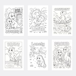 Big Feelings Dino Coloring Kids Book| 40 Printable Emotion Pages ...