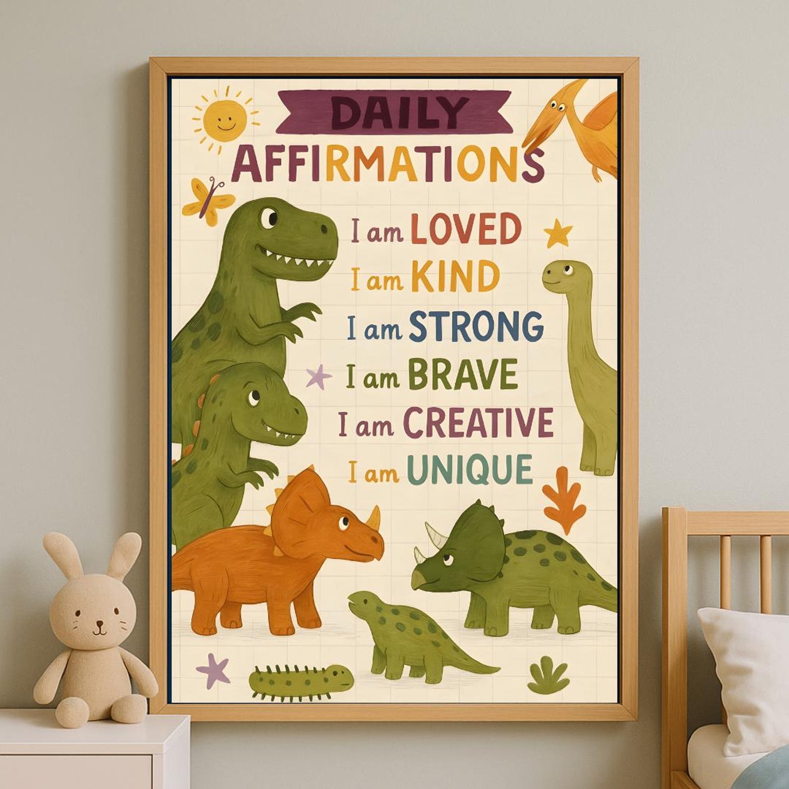 Dinosaur Kids Affirmation Poster |positive Wall Art for Boys Room |dino ...