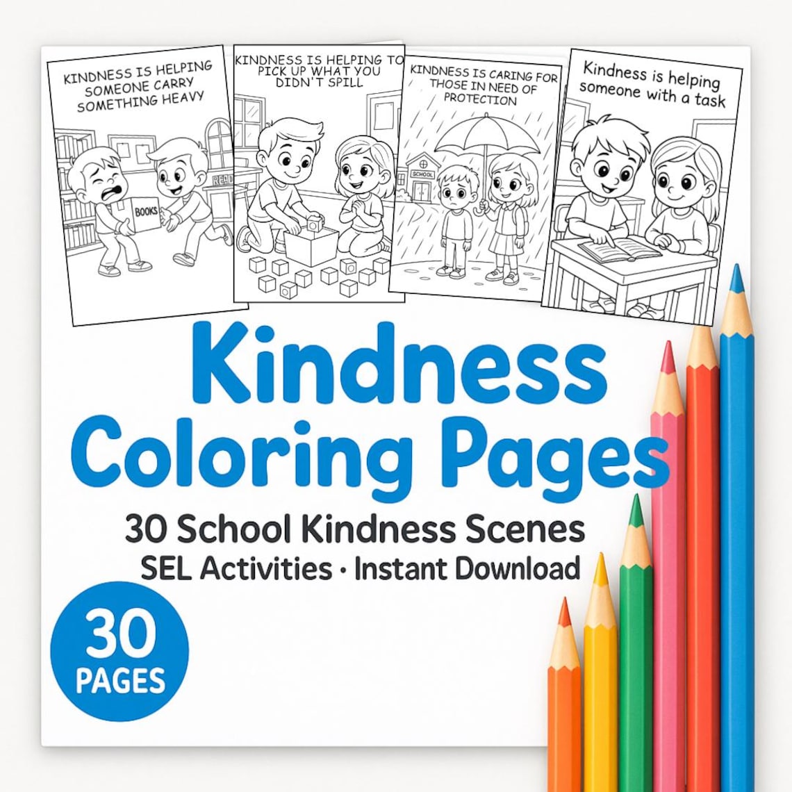 30 Kindness Coloring Pages for Kids| School Kindness Activities ...