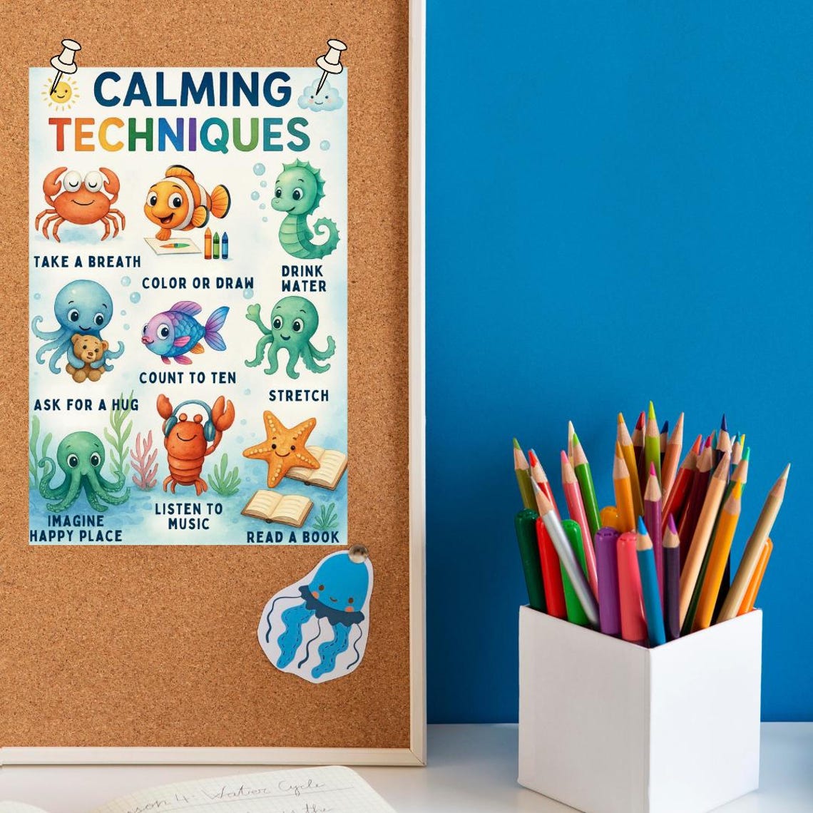 Calming Techniques Printable Sea Ocean Theme Poster| Classroom Self ...