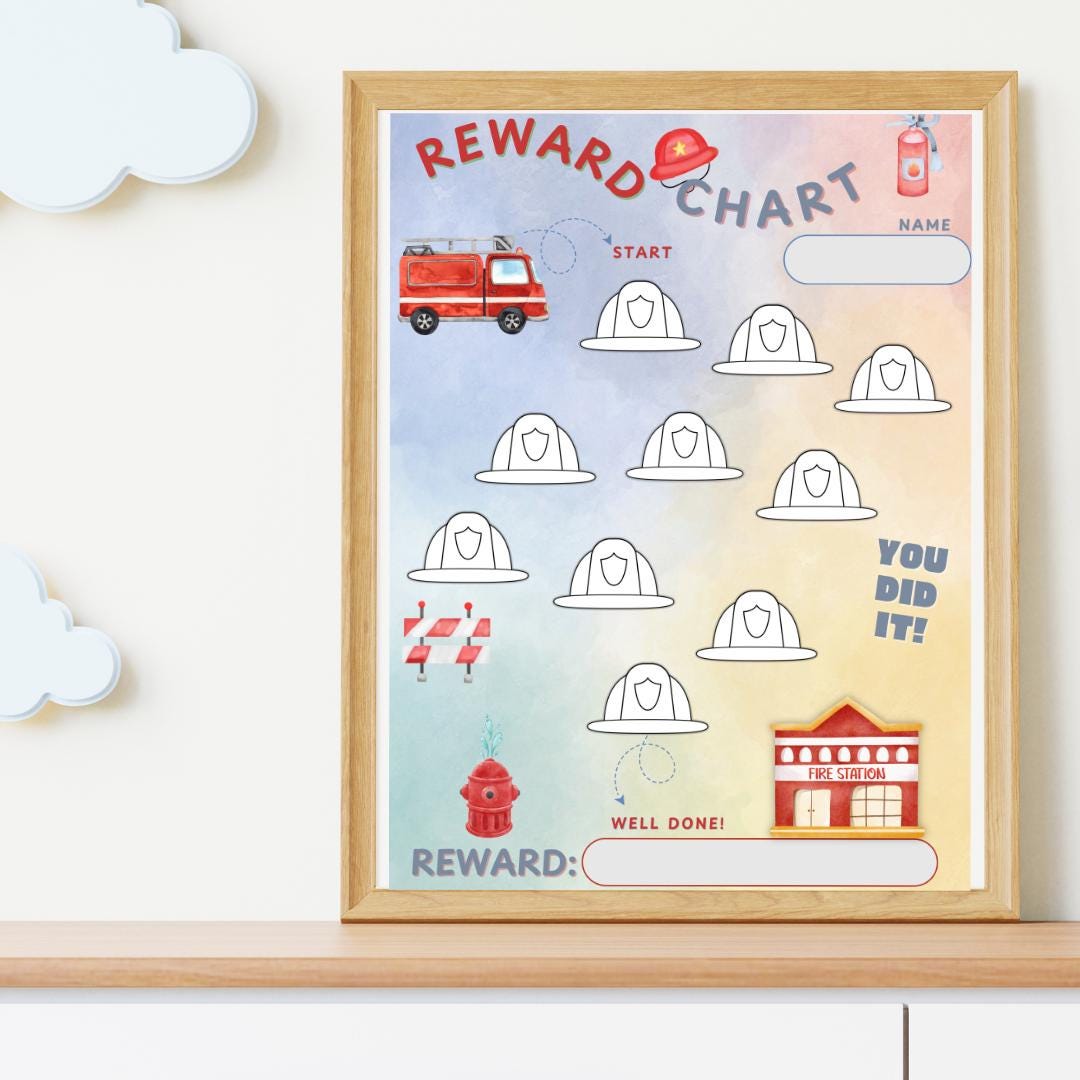 Printable Firefighter Hero Reward Chart |kids Behavior| Instant ...