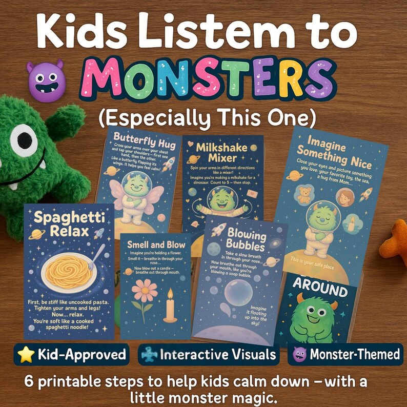 Calm Corner Techniques Printable Space Monster Poster| Classroom Self ...