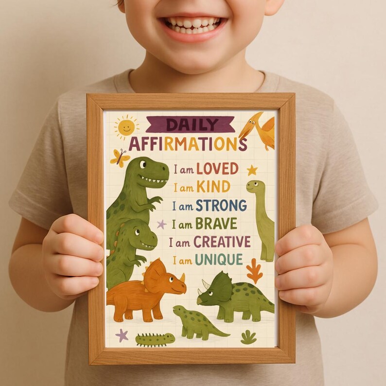Dinosaur Kids Affirmation Poster |positive Wall Art for Boys Room |dino ...