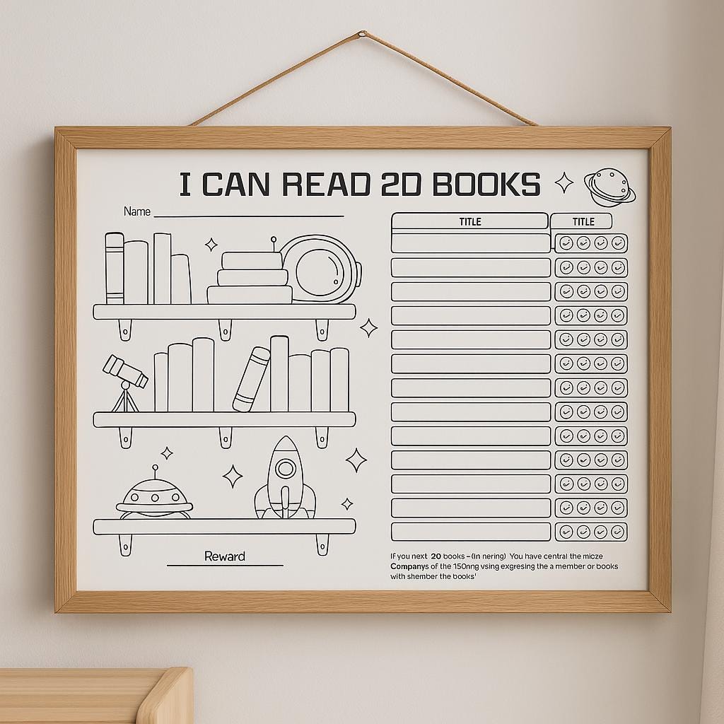 Printable Space Reading Tracker for Kids, I Can Read 20 Books, Rocket ...