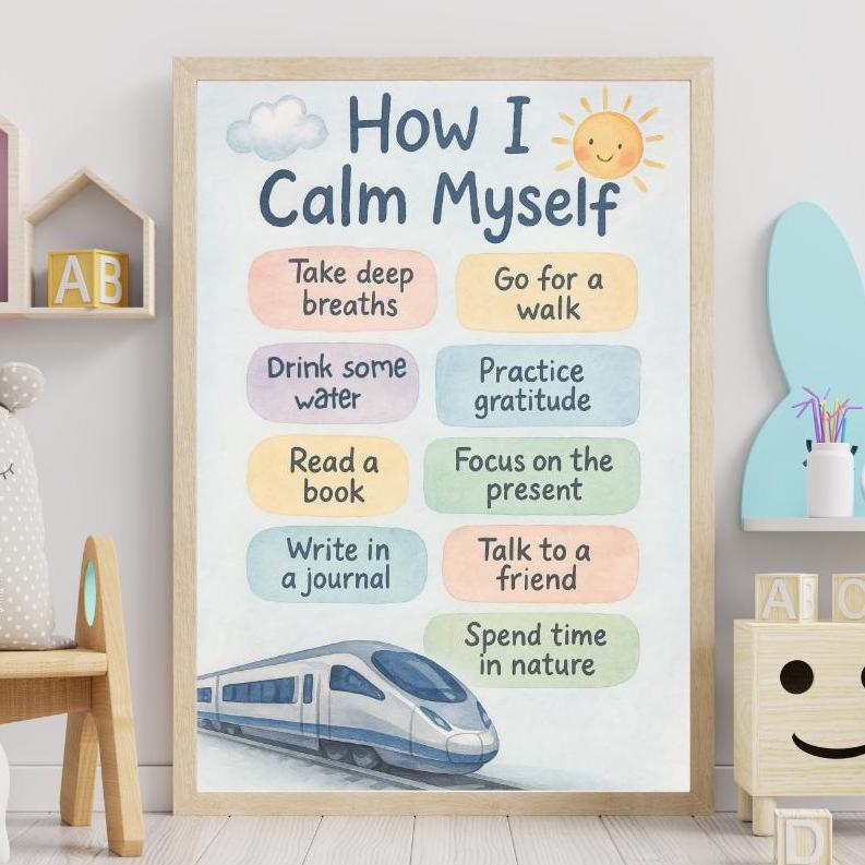 Calming Techniques Printable Train Poster| Classroom Self Regulation ...