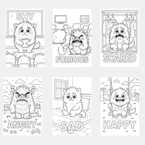 40 Emotions Cute Monsters Coloring Pages |mental Health| Mindful ...