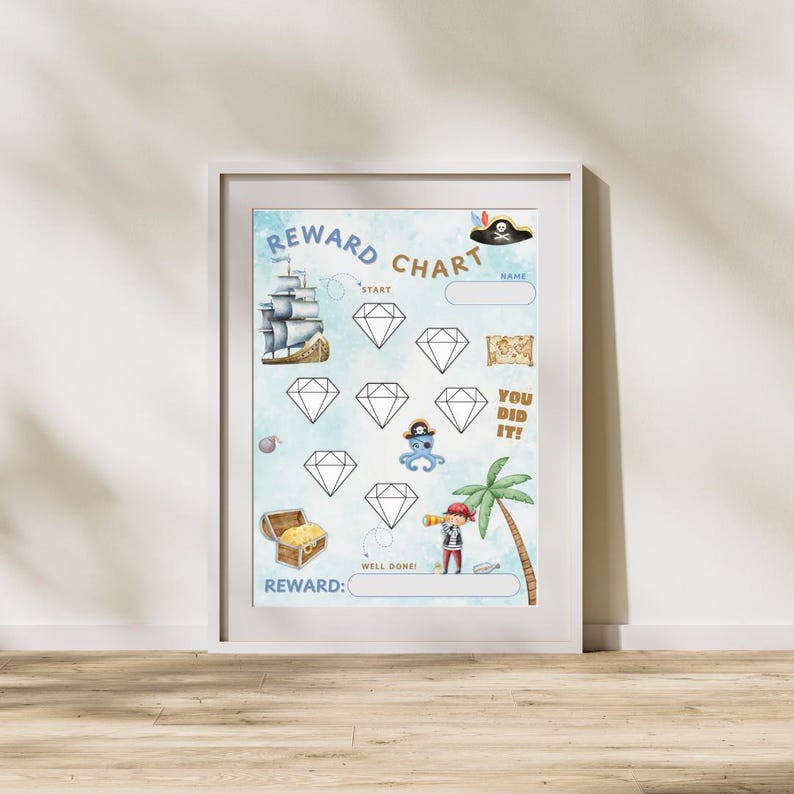 Printable Pirate Treasure Reward Chart |kids Behavior| Instant Download ...