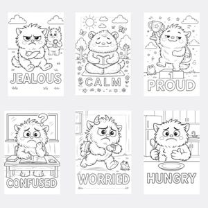 40 Emotions Cute Monsters Coloring Pages |mental Health| Mindful ...