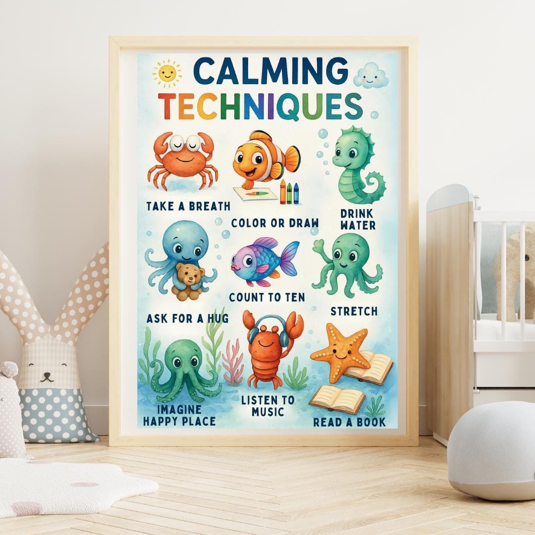 Calming Techniques Printable Sea Ocean Theme Poster| Classroom Self ...