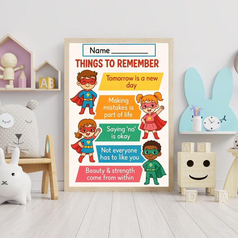 Superhero Social Emotional Learning Personalized Kids Poster| Emotion ...