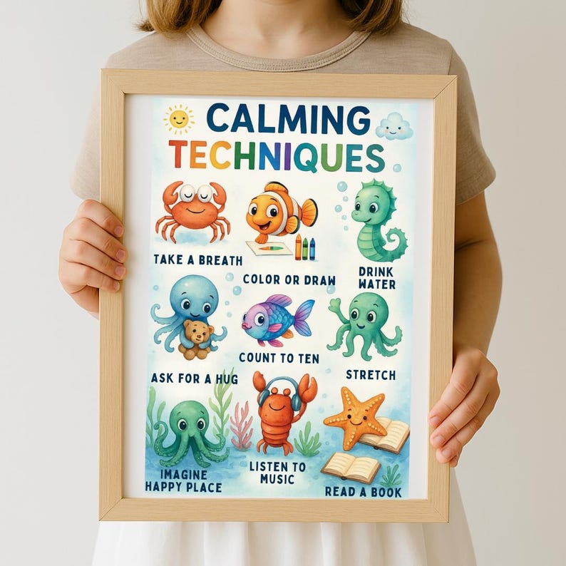 Calming Techniques Printable Sea Ocean Theme Poster| Classroom Self ...