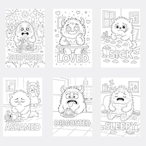 40 Emotions Cute Monsters Coloring Pages |mental Health| Mindful ...