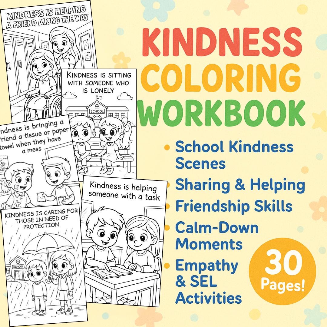 30 Kindness Coloring Pages for Kids| School Kindness Activities ...