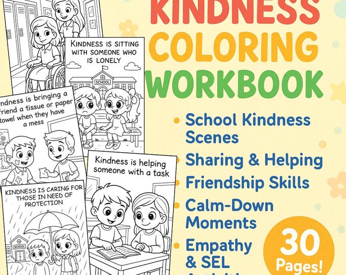 30 Kindness Coloring Pages for Kids| School Kindness Activities ...