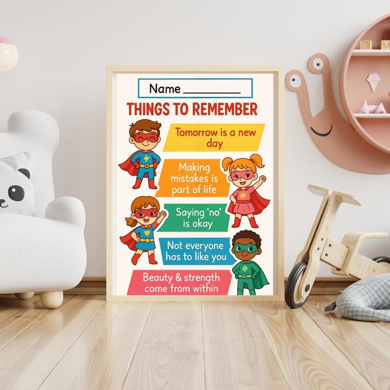 Superhero Social Emotional Learning Personalized Kids Poster| Emotion ...