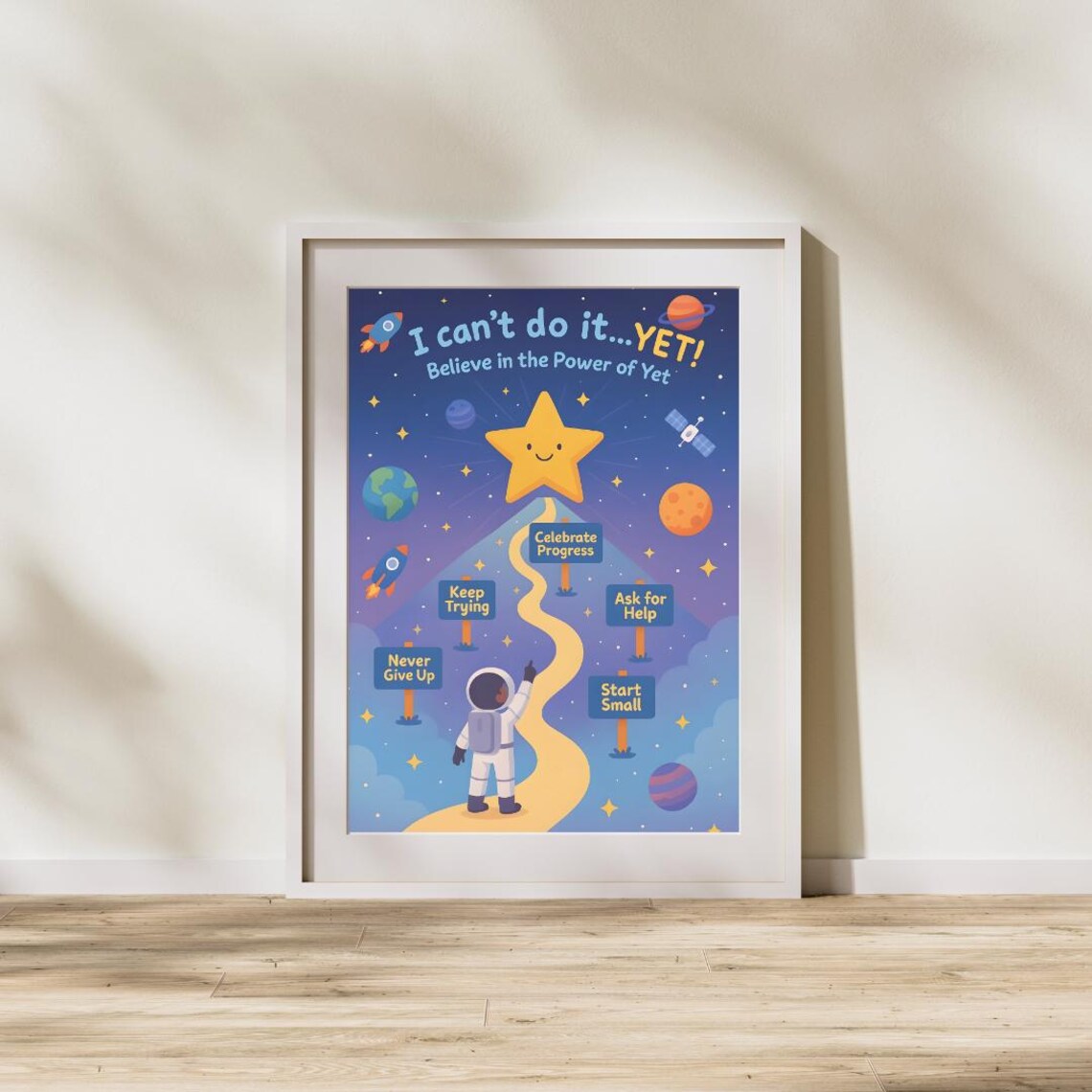 Growth Mindset Classroom Kids Poster | Motivational Wall Art |power of ...