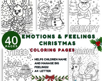 40 Christmas Feelings & Emotions Kids Coloring Pages| SEL| Holiday Elf ...