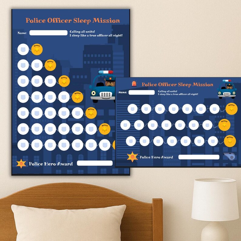Police Officer Sleeping Chart Printable, Toddler Stay in Bed All Night ...