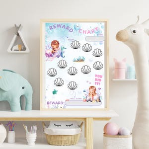 Printable Mermaid Sea Ocean Reward Chart | Kids Behavior| Toddler Potty ...