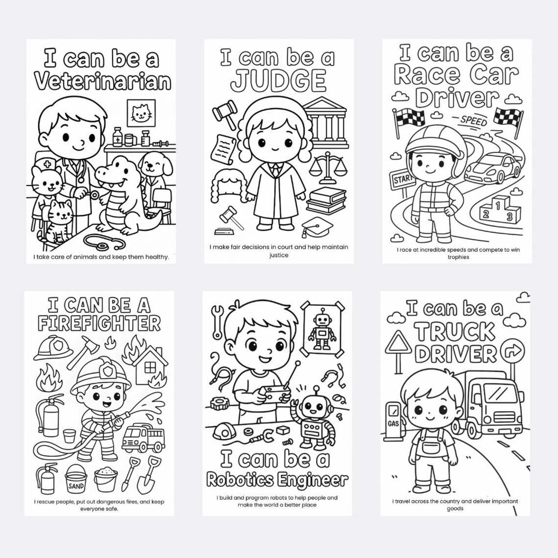 40 Jobs & Career Professions Kids Coloring Pages| Community Helpers ...