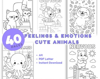 40 Emotions Cute Monsters Coloring Pages |mental Health| Mindful ...