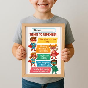 Superhero Social Emotional Learning Personalized Kids Poster| Emotion ...