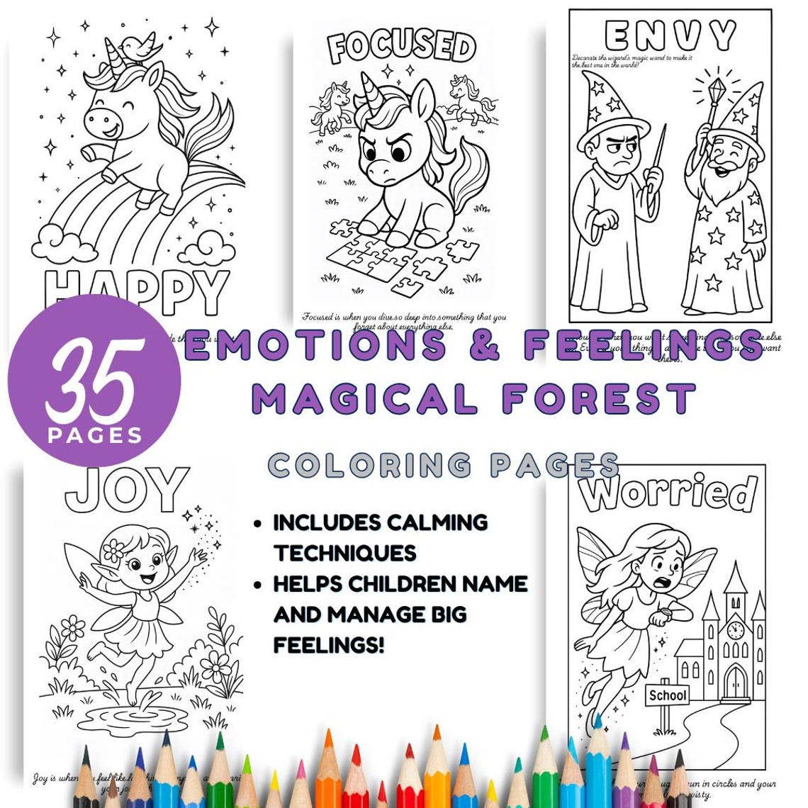 35 Fairy Magical Forest Coloring Pages| Kids Emotions & Feelings ...