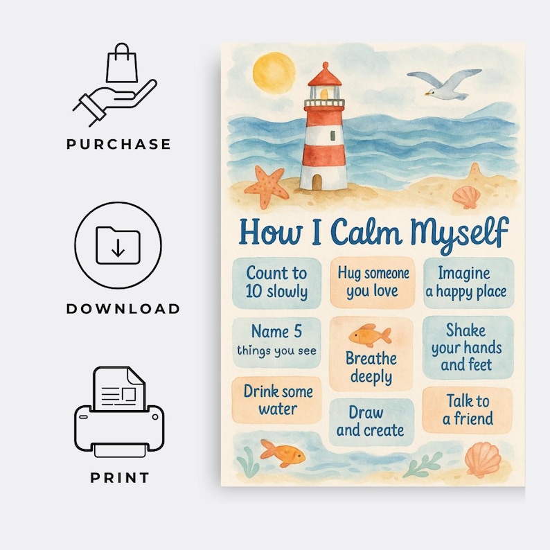 Calming Techniques Printable Sea Poster| Classroom Self Regulation Kids ...