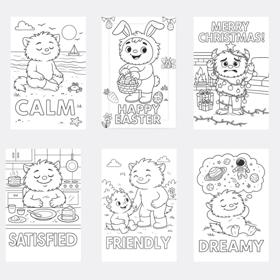 40 Emotions Cute Monsters Coloring Pages |mental Health| Mindful ...