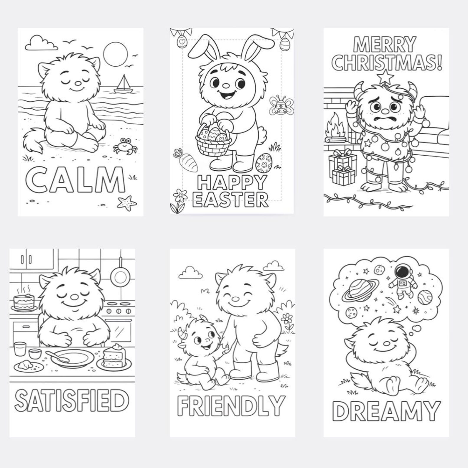 40 Emotions Cute Monsters Coloring Pages |mental Health| Mindful ...