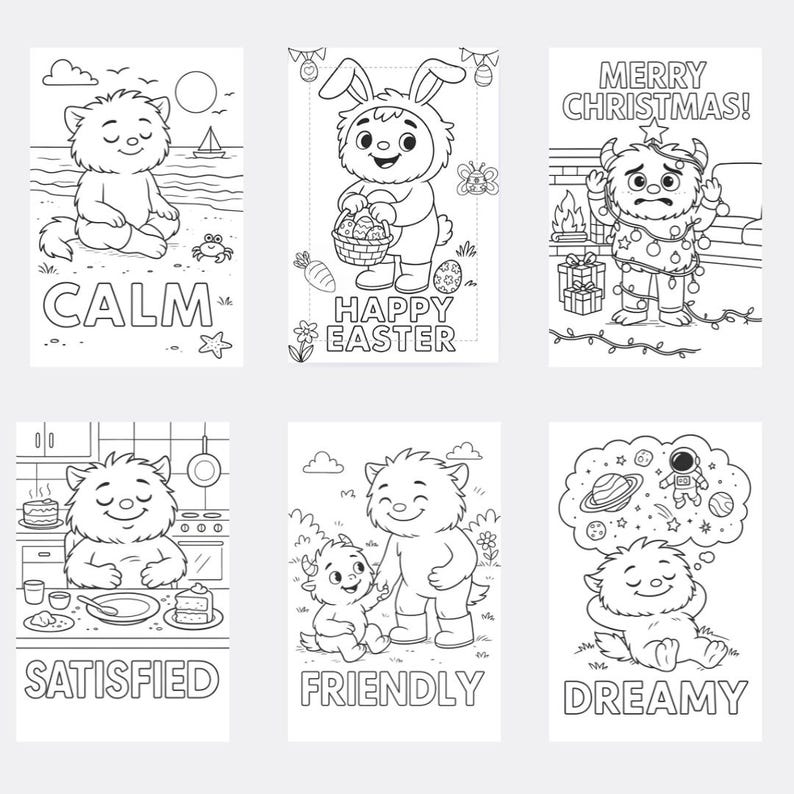 40 Emotions Cute Monsters Coloring Pages |mental Health| Mindful ...